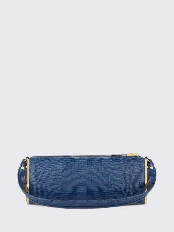 Elisabetta Franchi Lizard-print Shoulder Bag With Metallic Profiles - Blue
