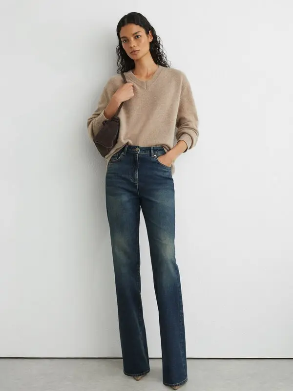 REISS High-rise Bootcut Jeans - Mid Blue