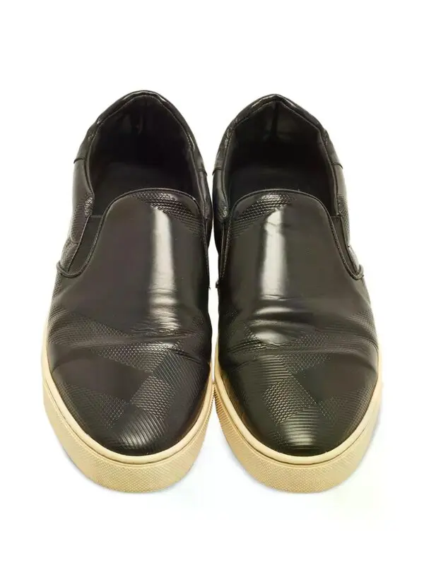 Burberry Embossed-check Slip-on Sneakers - Black