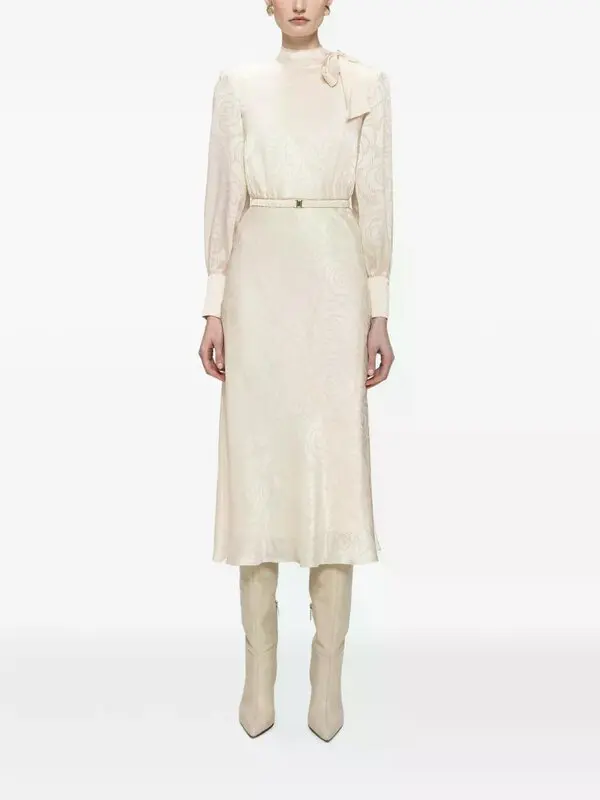 NISSA Satin Viscose Midi Dress - Neutrals