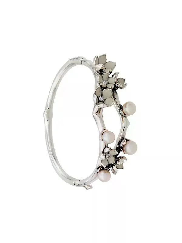 SHAUN LEANE Cherry Blossom Pearl And Diamond Cuff - Silver