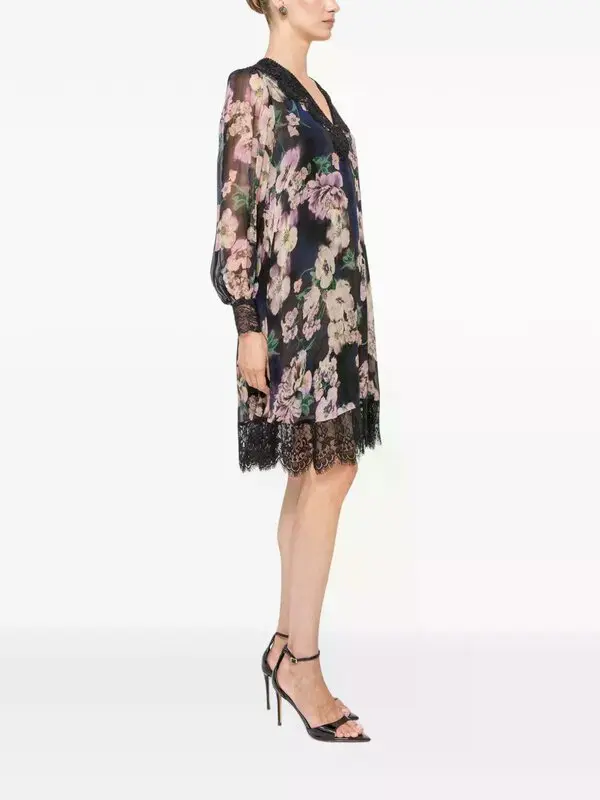 NISSA Floral Chiffon Midi Dress
