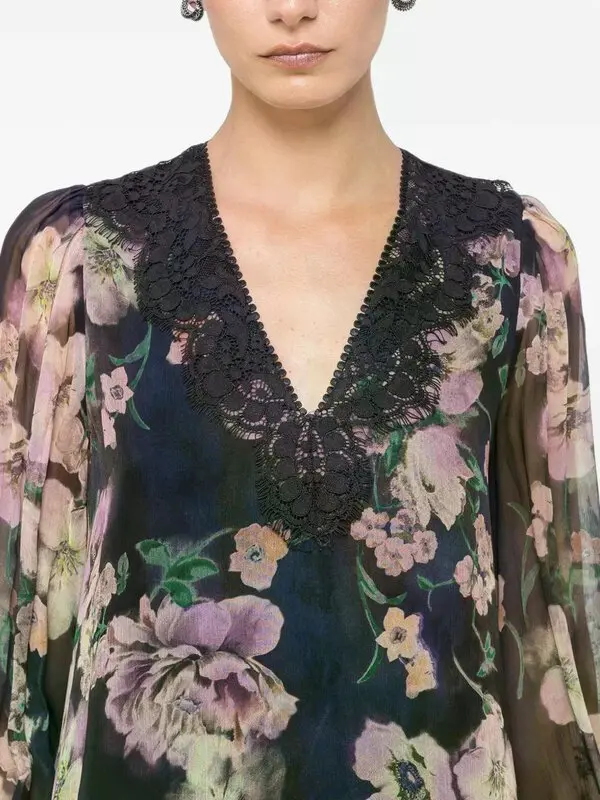 NISSA Floral Chiffon Midi Dress