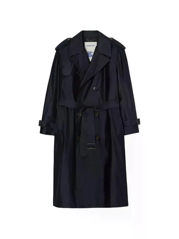 Burberry Long Silk Hoxton Trench Coat - Blue