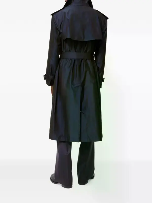 Burberry Long Silk Hoxton Trench Coat - Blue
