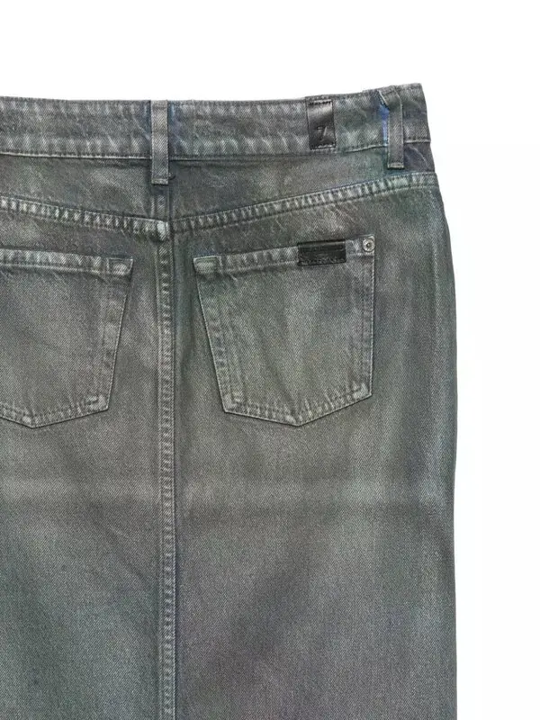 7 For All Mankind Coated Paneled Denim Skirt