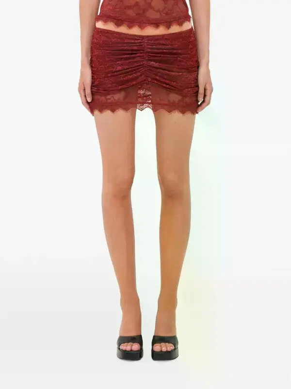 OW Selah Ruched Lace Skirt - Red
