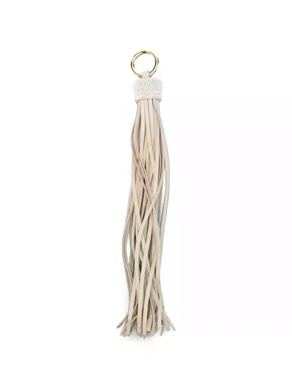 Fabiana Filippi Bead-embellished Leather Tassel Keyring - Neutrals