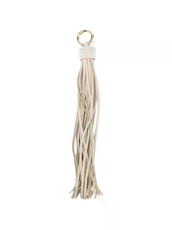 Fabiana Filippi Bead-embellished Leather Tassel Keyring - Neutrals