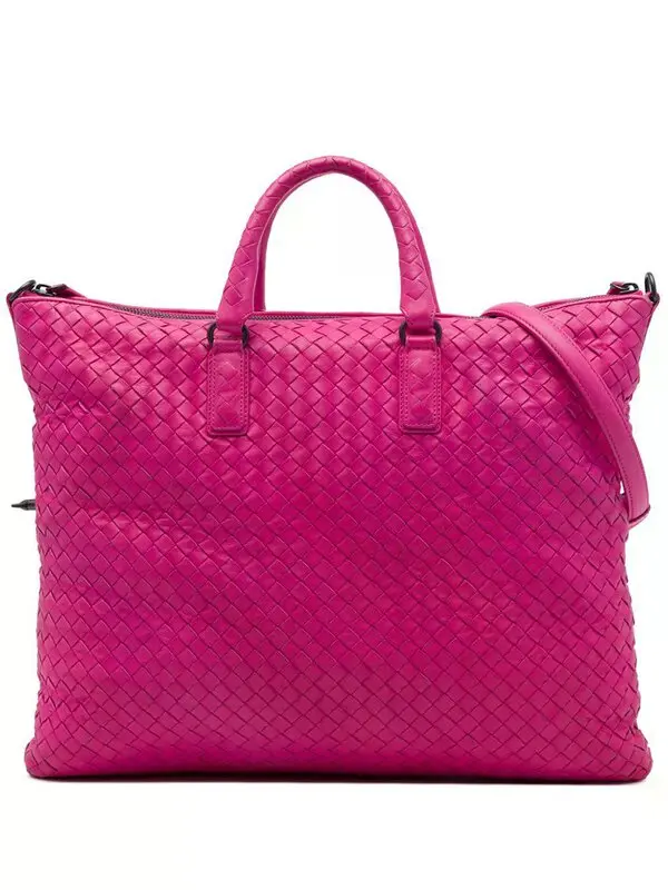 Bottega Veneta 2012-2026 Medium Nappa Intrecciato Convertible Tote Satchel - Pink
