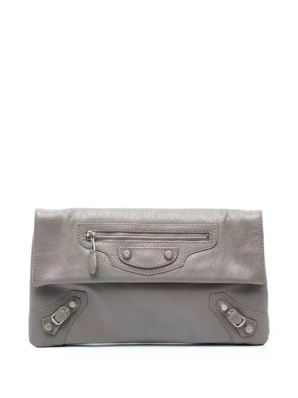 Balenciaga 2005-2026 Goatskin Motocross Giant 12 Envelope Clutch Bag - Brown