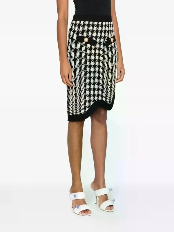 Moschino Houndstooth Virgin Wool Skirt