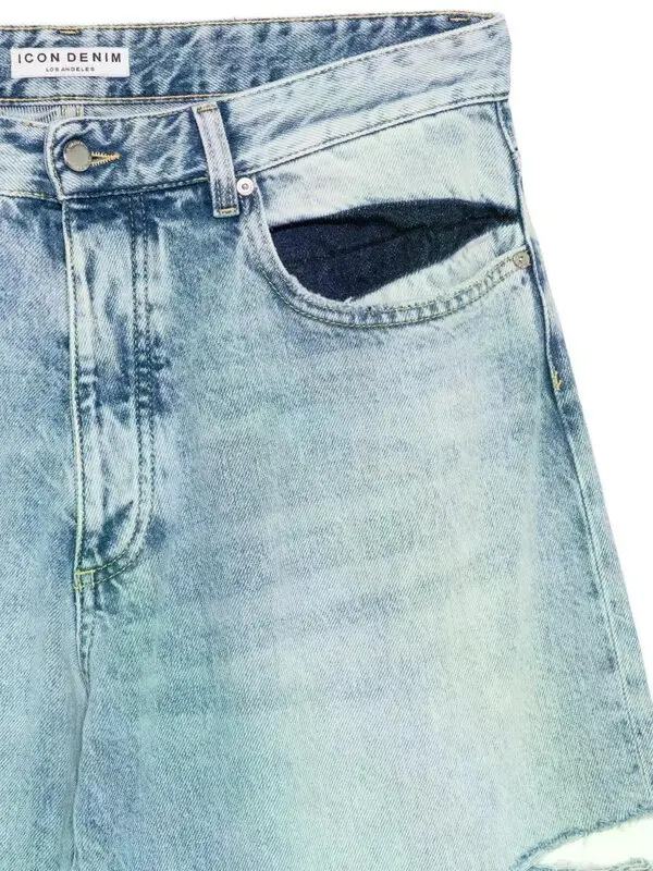 ICON DENIM LOS ANGELES Distressed Straight-leg Jeans