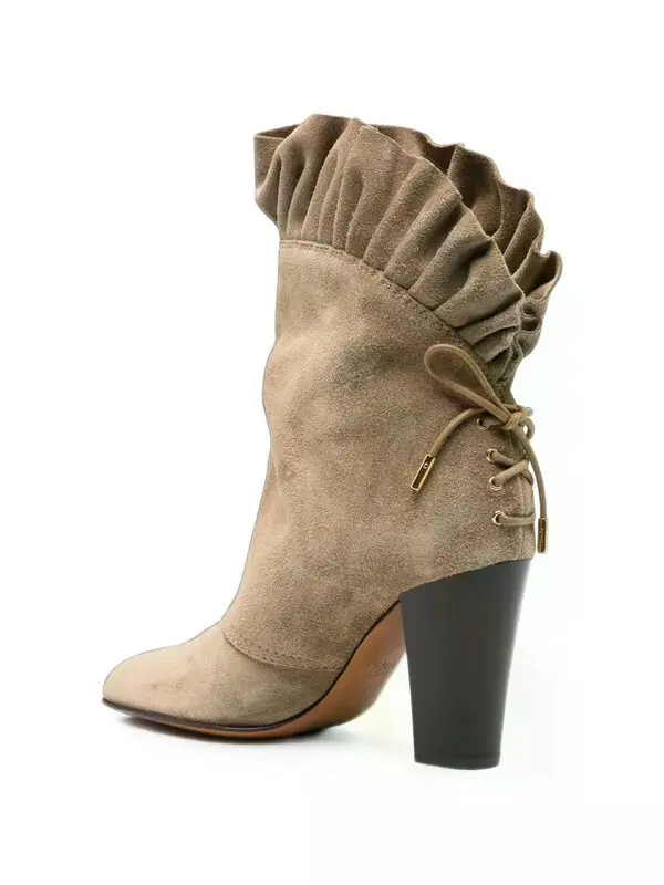 Chloé Anouk Ruffled Ankle Boots - Neutrals