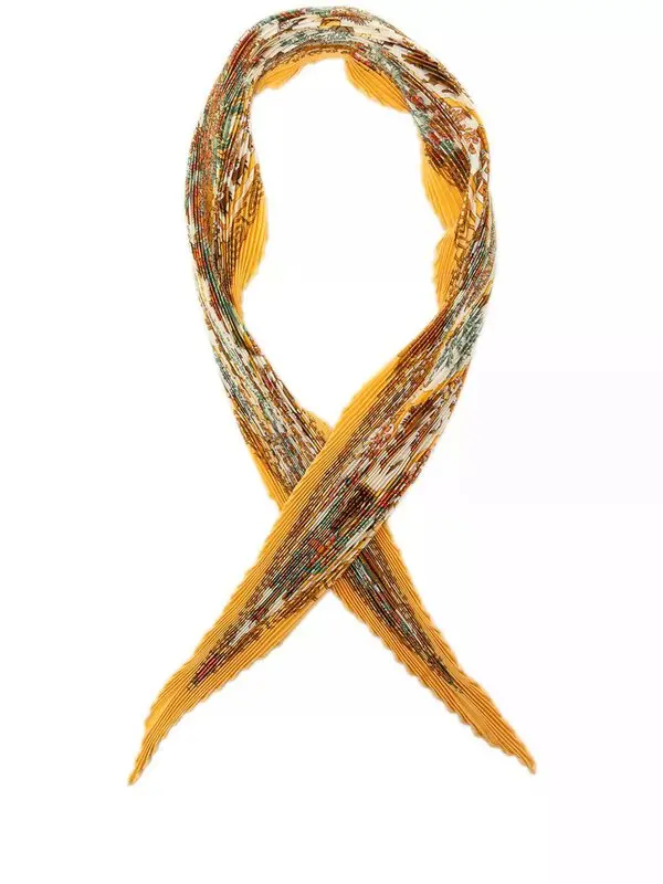 Hermès 1990-2010 Decoupages Pleated Silk Scarf Scarves - Yellow