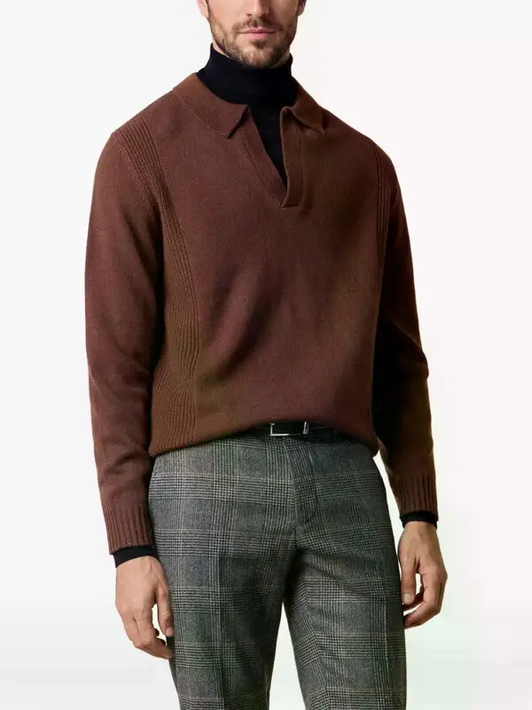 Brooks Brothers Open-collar Ribbed-trim Sweater