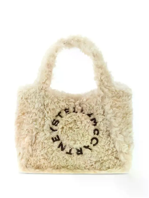 Stella McCartney Logo-embroidered Shearling-effect Tote Bag - Neutrals