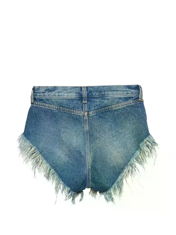 Saint Laurent Feather-trim Denim Shorts