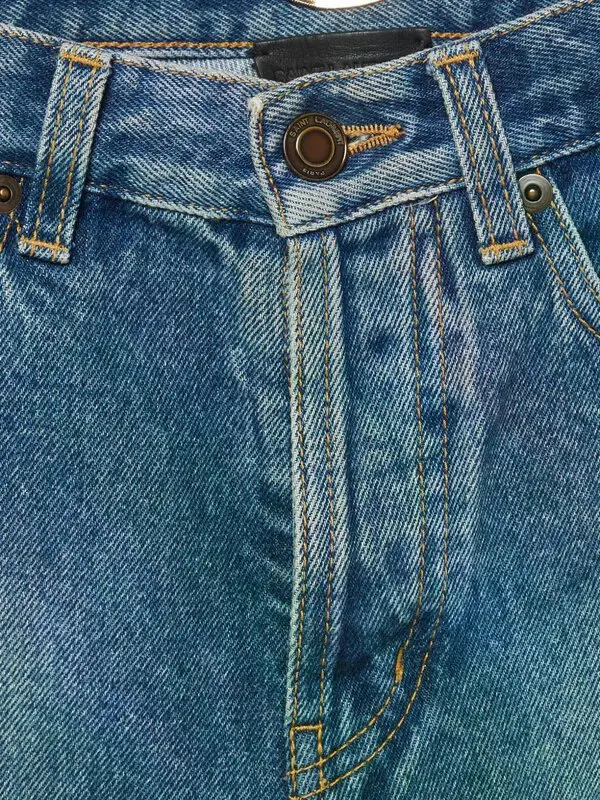 Saint Laurent Feather-trim Denim Shorts
