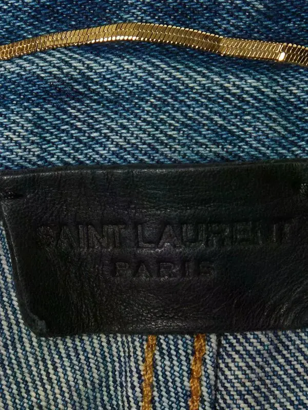 Saint Laurent Feather-trim Denim Shorts