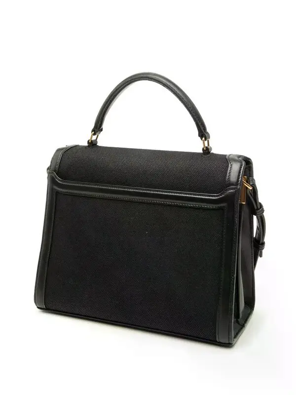 Saint Laurent 2019 Medium Canvas Cassandra Top Handle Bag Satchel - Black