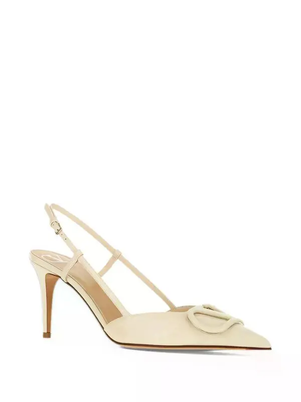 Valentino Garavani Vlogo Signature Patent Leather Slingback Pump 80mm - Neutrals