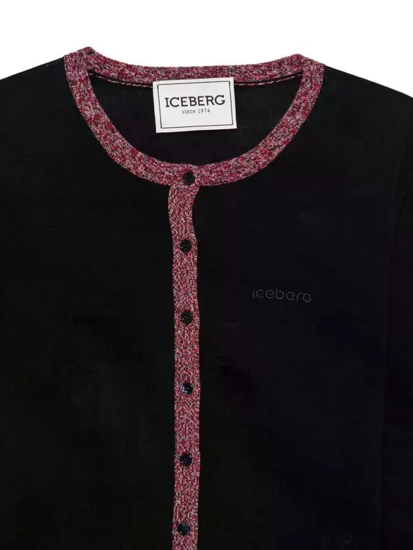 Iceberg Logo-embroidered Marl-trim Cardigan