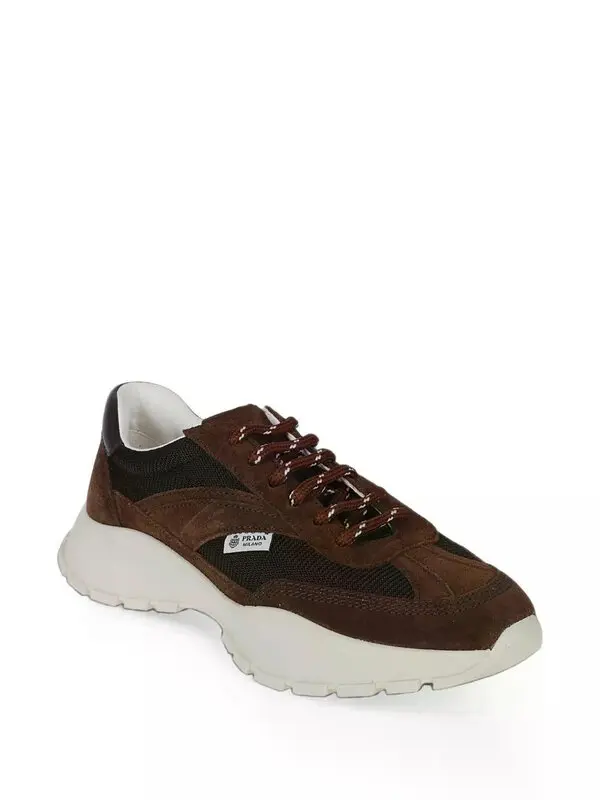Prada Mesh Fabric And Suede Sneakers