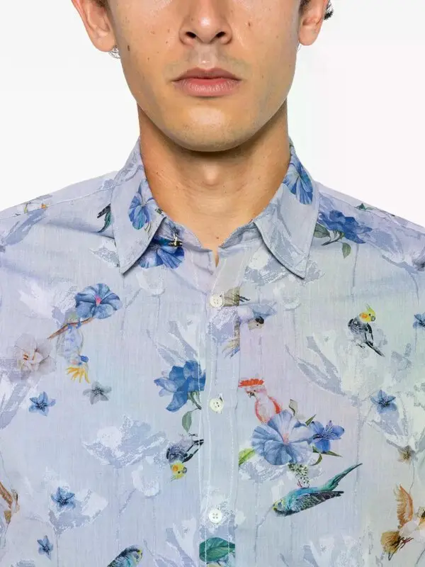 GAZZARRINI Floral-print Bird-motif Shirt