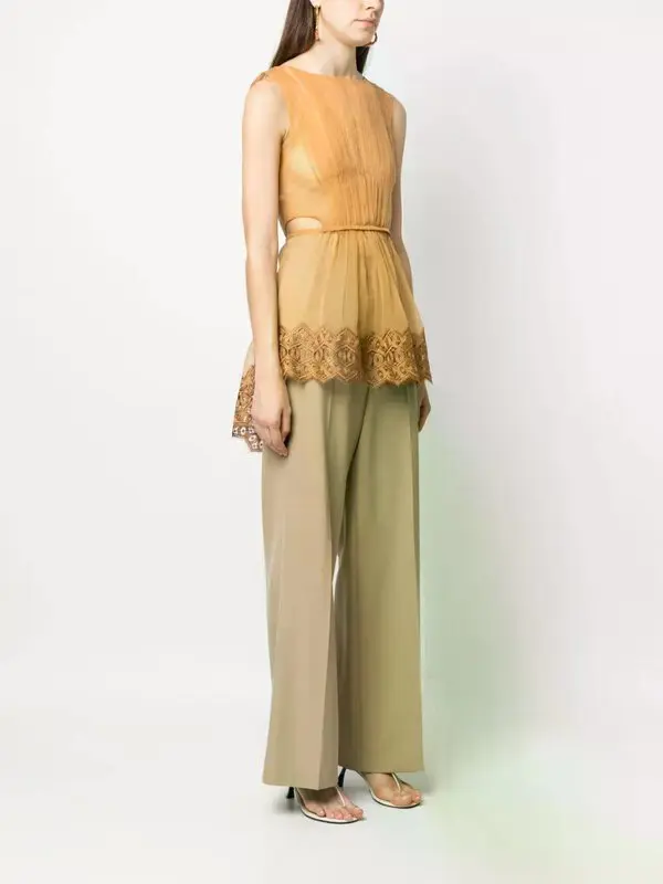 Alberta Ferretti Lace-trim Silk Tank Top