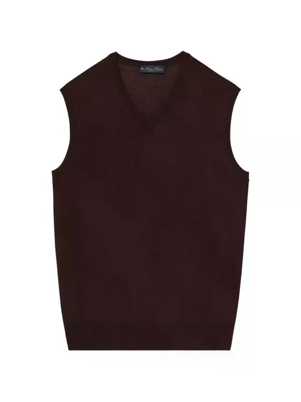 Brooks Brothers V-neck Sleeveless Sweater Vest - Brown