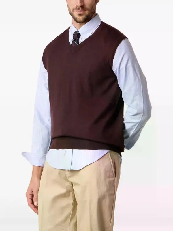 Brooks Brothers V-neck Sleeveless Sweater Vest - Brown