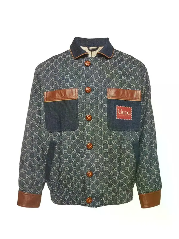 Gucci Gg Jacquard Leather-trim Bomber Jacket