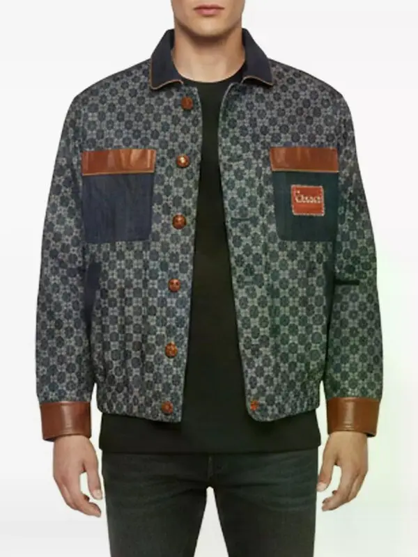 Gucci Gg Jacquard Leather-trim Bomber Jacket