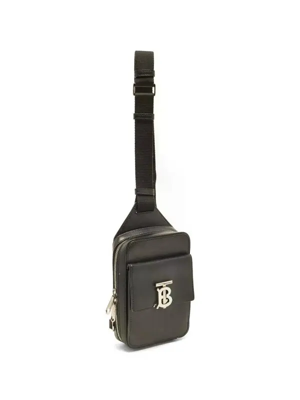 Burberry Tb Leather Crossbody Bag - Black