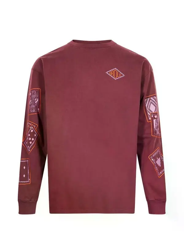 Drole De Monsieur Playing-card-print Long-sleeve T-shirt - Red