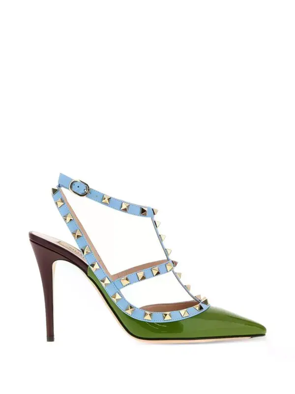 Valentino Garavani Rockstud Patent Leather Pumps - Green