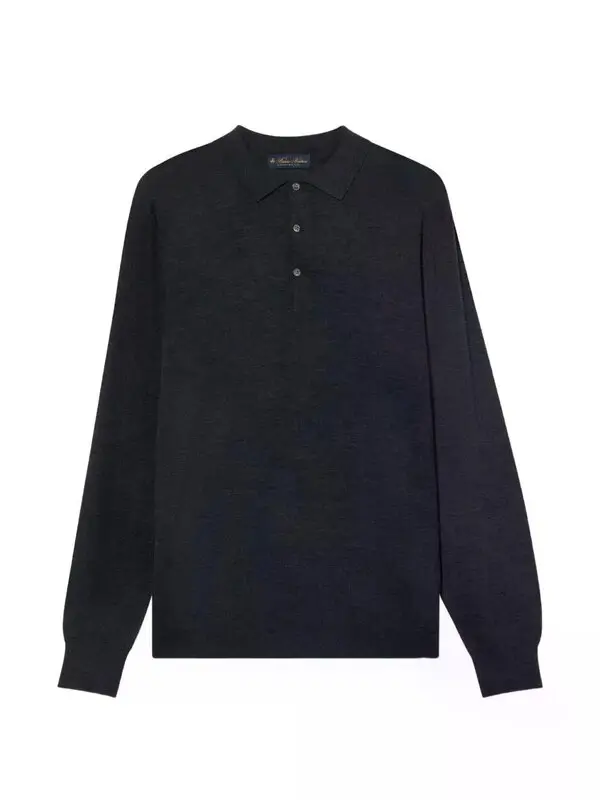 Brooks Brothers Merino Wool Knit Polo Sweater - Grey