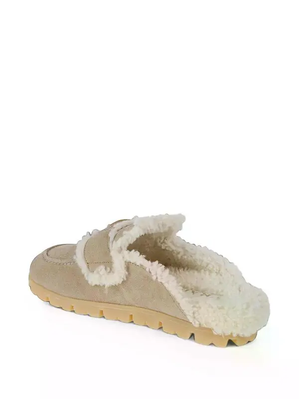 Prada Suede And Shearling Mules