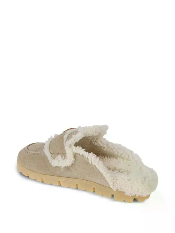 Prada Suede And Shearling Mules