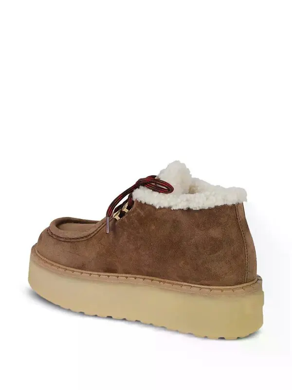 Prada Shearling Lined Suede Booties - Brown