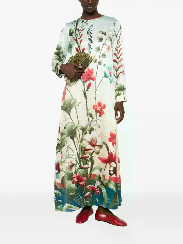 F.R.S FOR RESTLESS SLEEPERS Floral-print Long-sleeve Maxi Dress