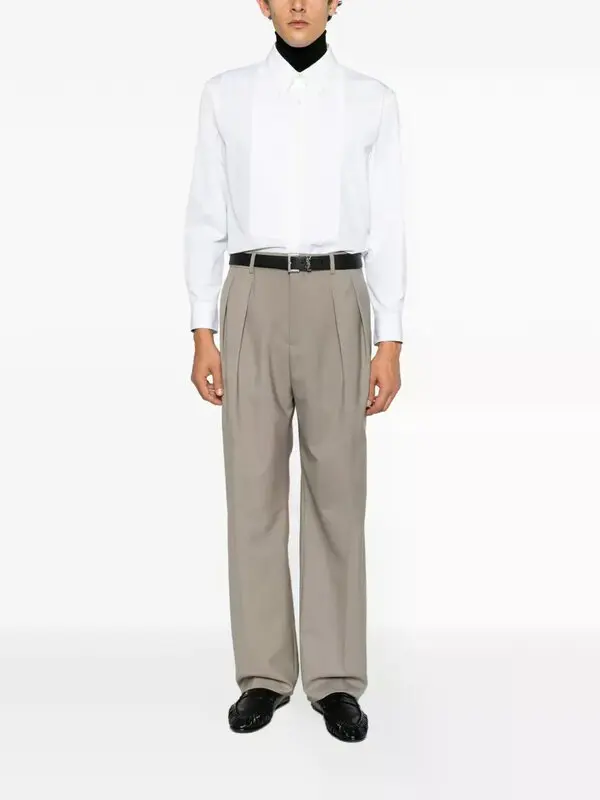 Saint Laurent Bib-front Embroidered-logo Shirt