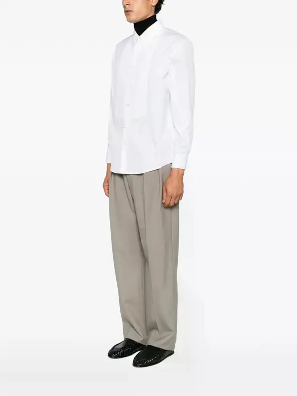 Saint Laurent Bib-front Embroidered-logo Shirt
