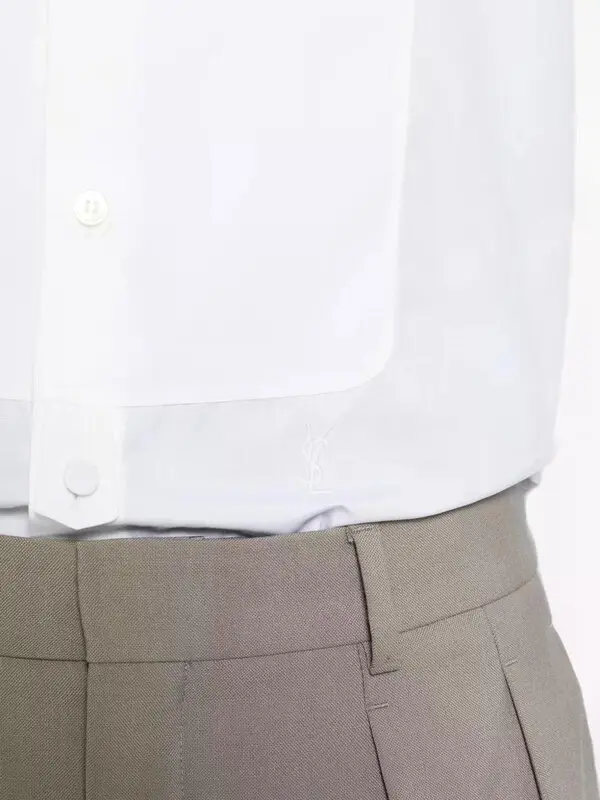 Saint Laurent Bib-front Embroidered-logo Shirt