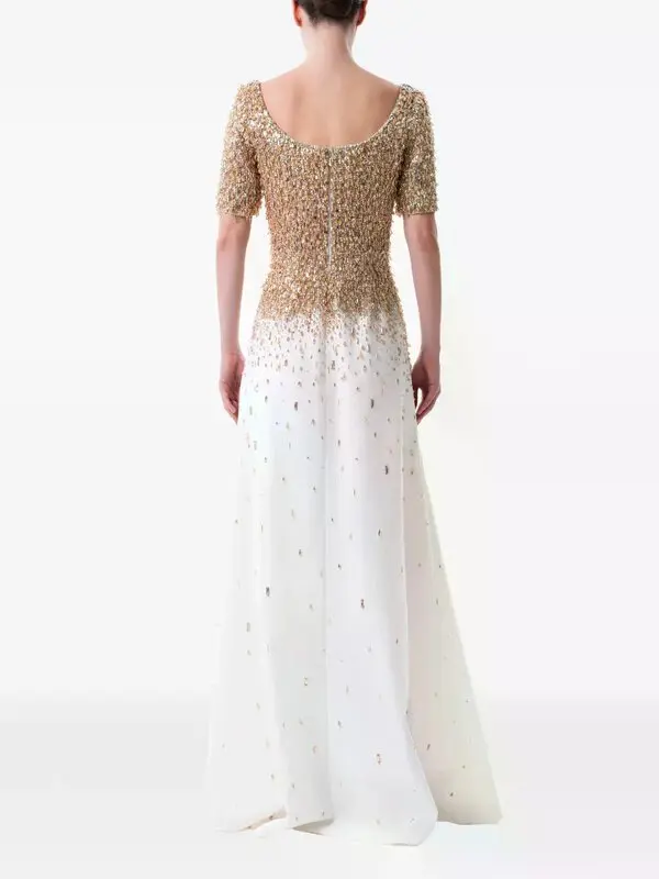DINA MELWANI Crystal-embellished Square-neck Maxi Dress