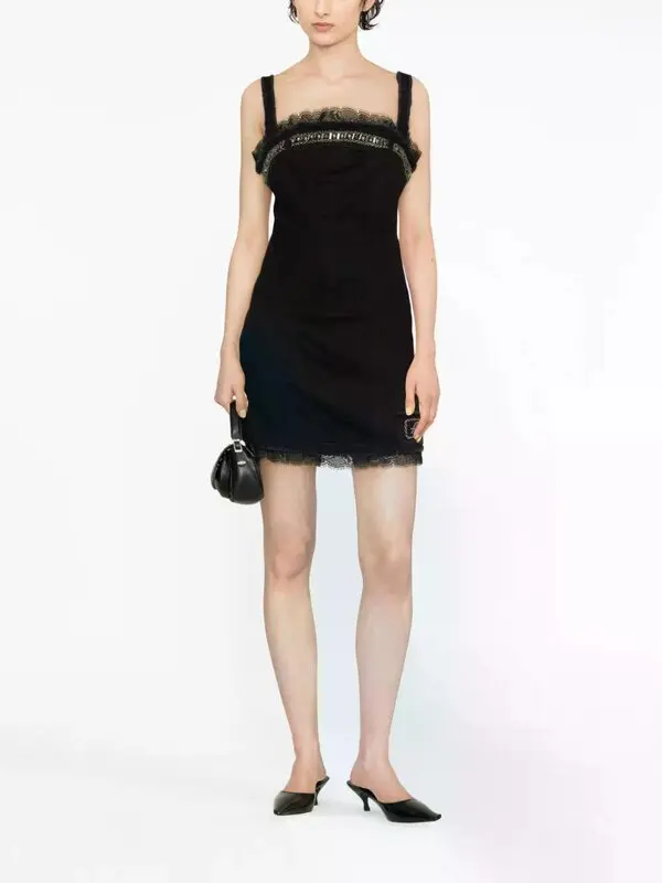 Alberta Ferretti Lace-detail Denim Minidress