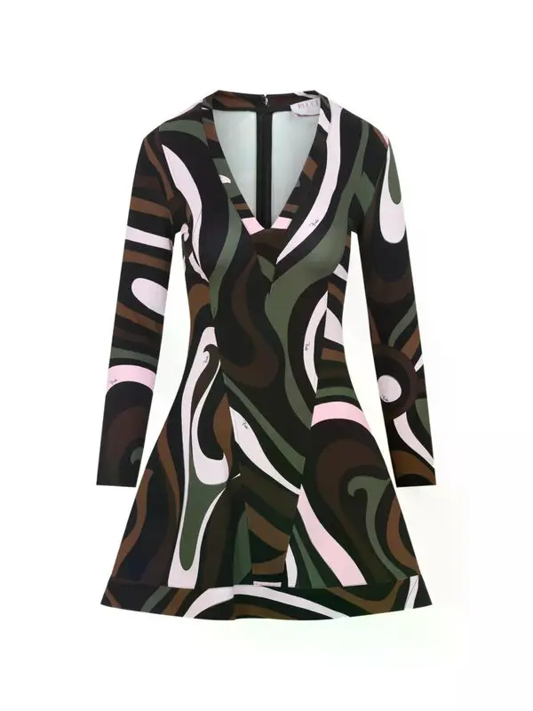 Emilio Pucci Abstract-print V-neck Dress - Black