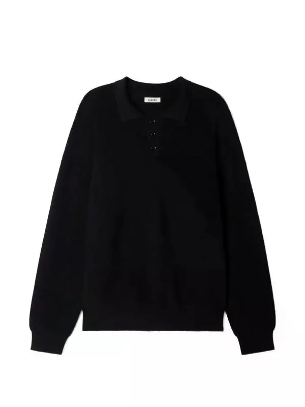 Sandro Ribbed Alpaca Polo Shirt