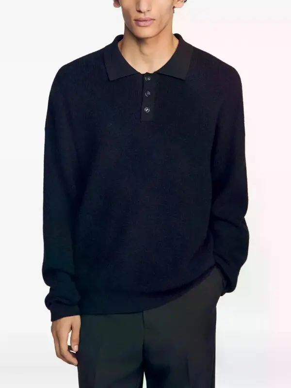 Sandro Ribbed Alpaca Polo Shirt